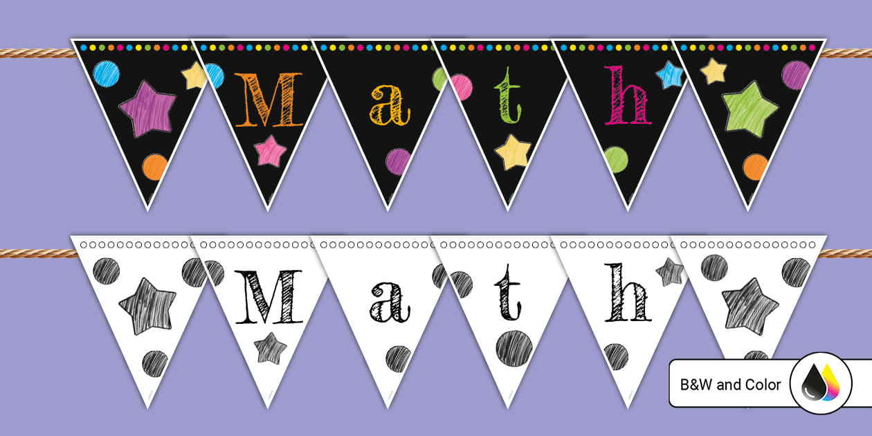 Math Chalkboard Theme Bunting (teacher made) - Twinkl