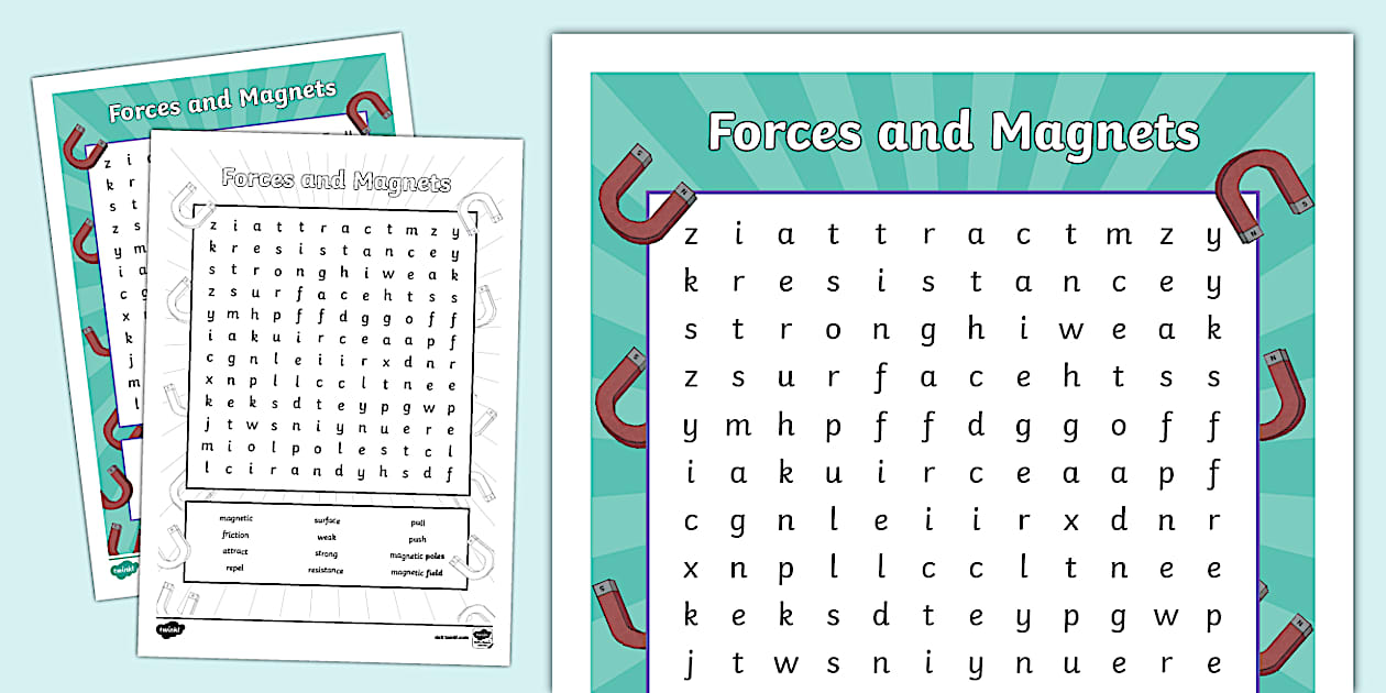 Forces and Magnets Word Search (teacher made) - Twinkl