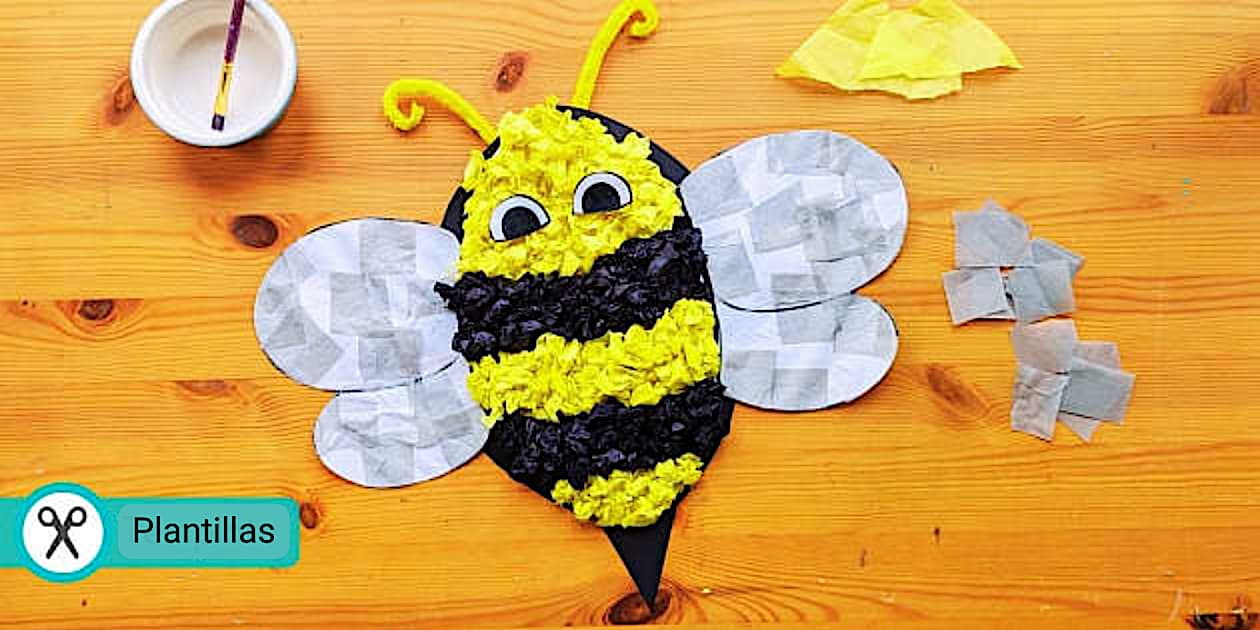 Collage de abejas de papel de seda | Manualidades Twinkl