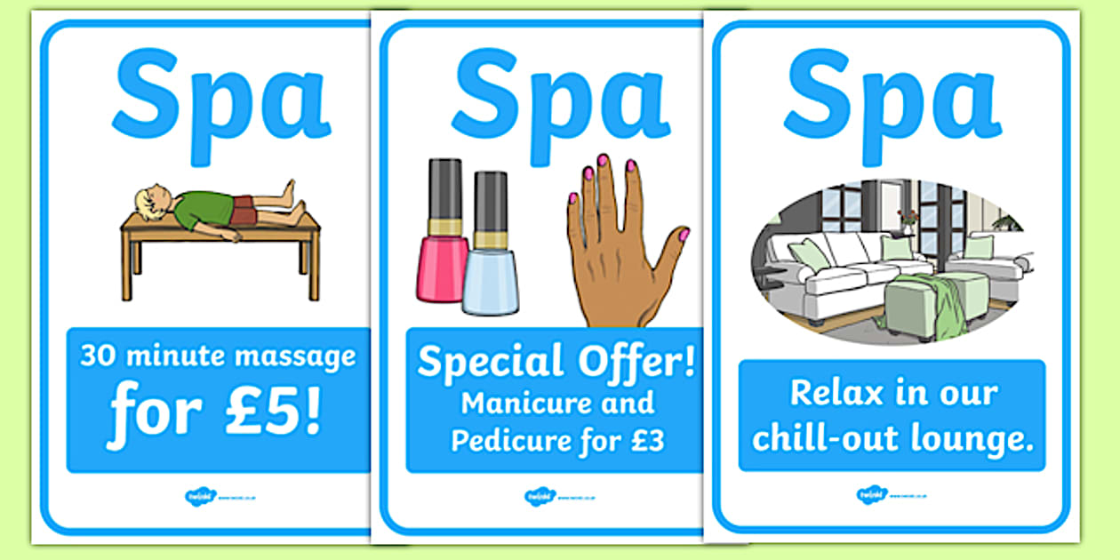 The Spa Role Play Posters (teacher made) - Twinkl