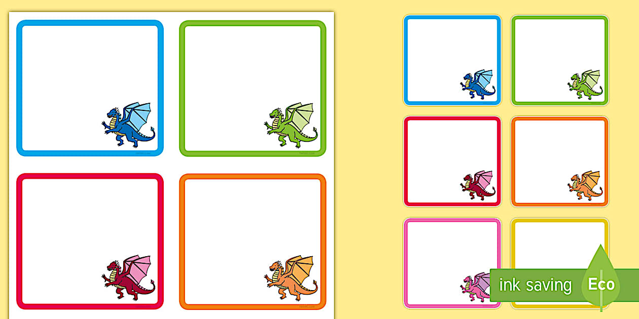Editable Multicoloured Dragon-Themed Peg Labels - Twinkl