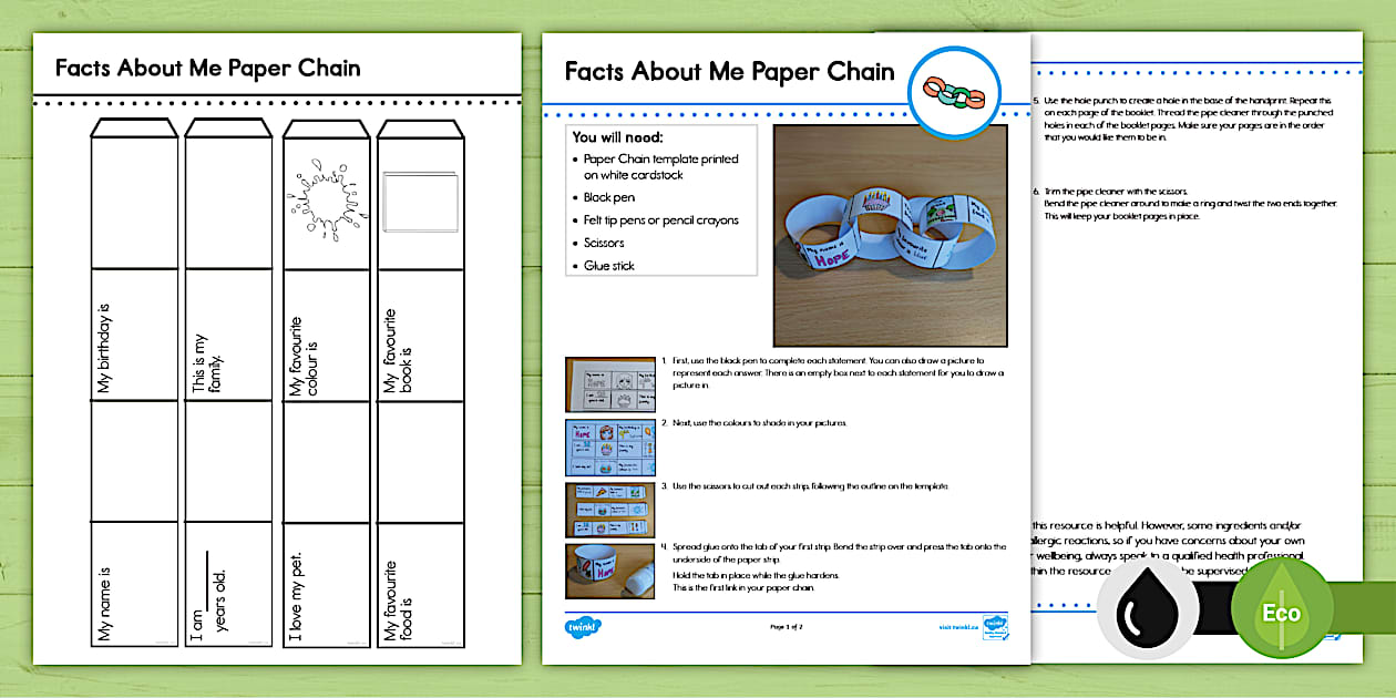 Facts About Me Paper Chain (Teacher-Made) - Twinkl