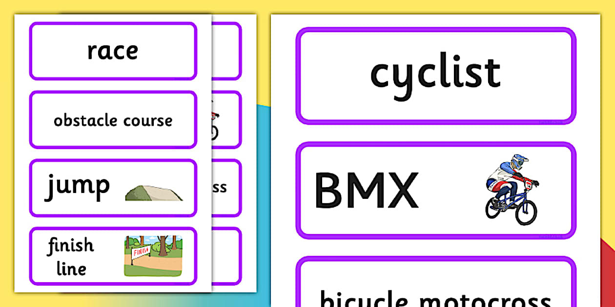 BMX Cycling Word Cards (teacher made) - Twinkl