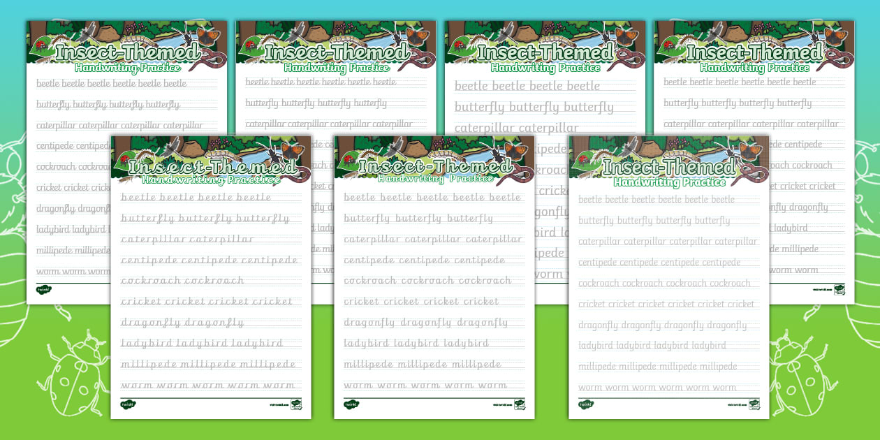 Insect-Themed Handwriting Practice Worksheet