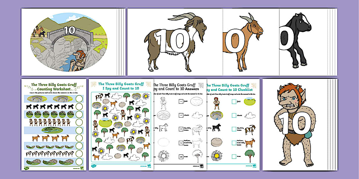 👉 Three Billy Goats Gruff Numbers to Ten Maths Activity Pack