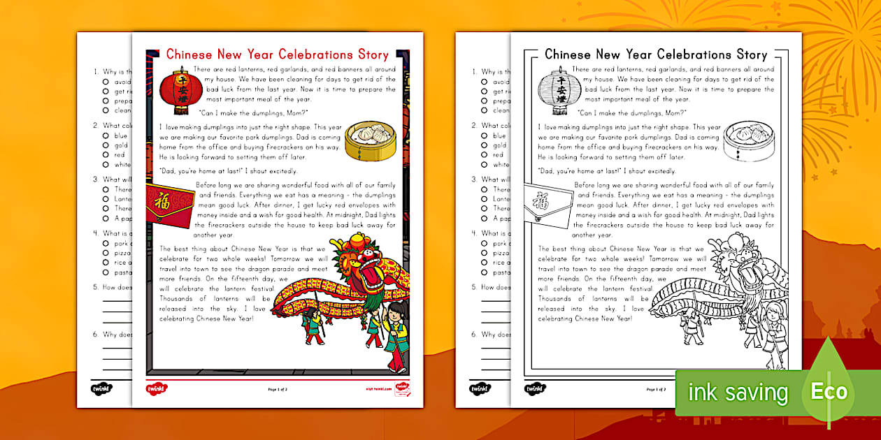 Second Grade Chinese New Year Reading Comprehension | Twinkl