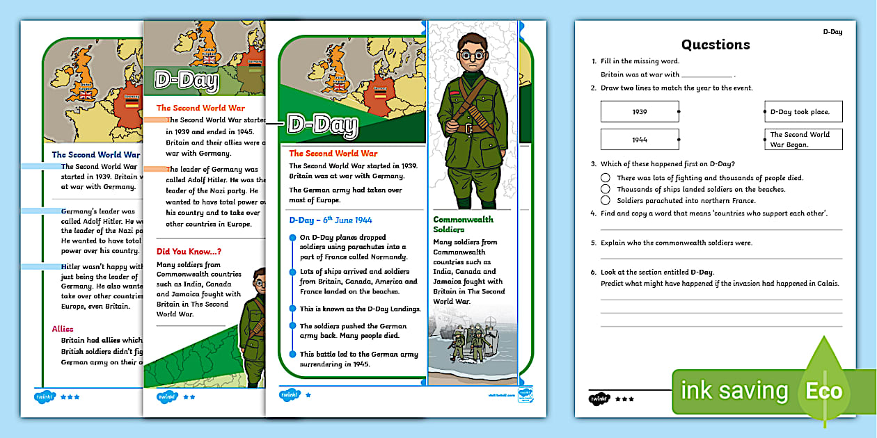 D-Day Differentiated Reading Comprehension | KS1 | Twinkl
