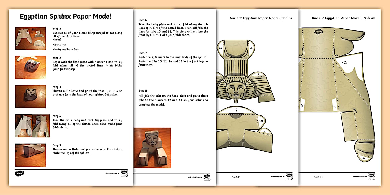 Egyptian Sphinx Paper Model (teacher made) - Twinkl