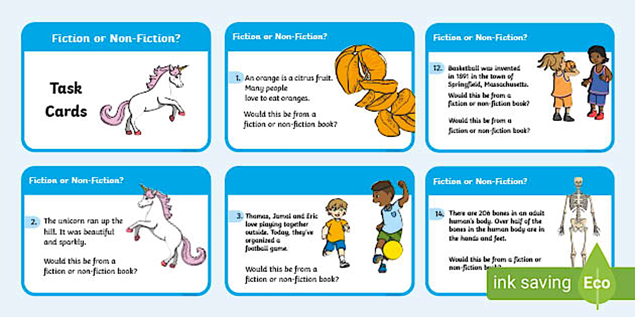 Fiction or Non-Fiction Task Cards (teacher made) - Twinkl