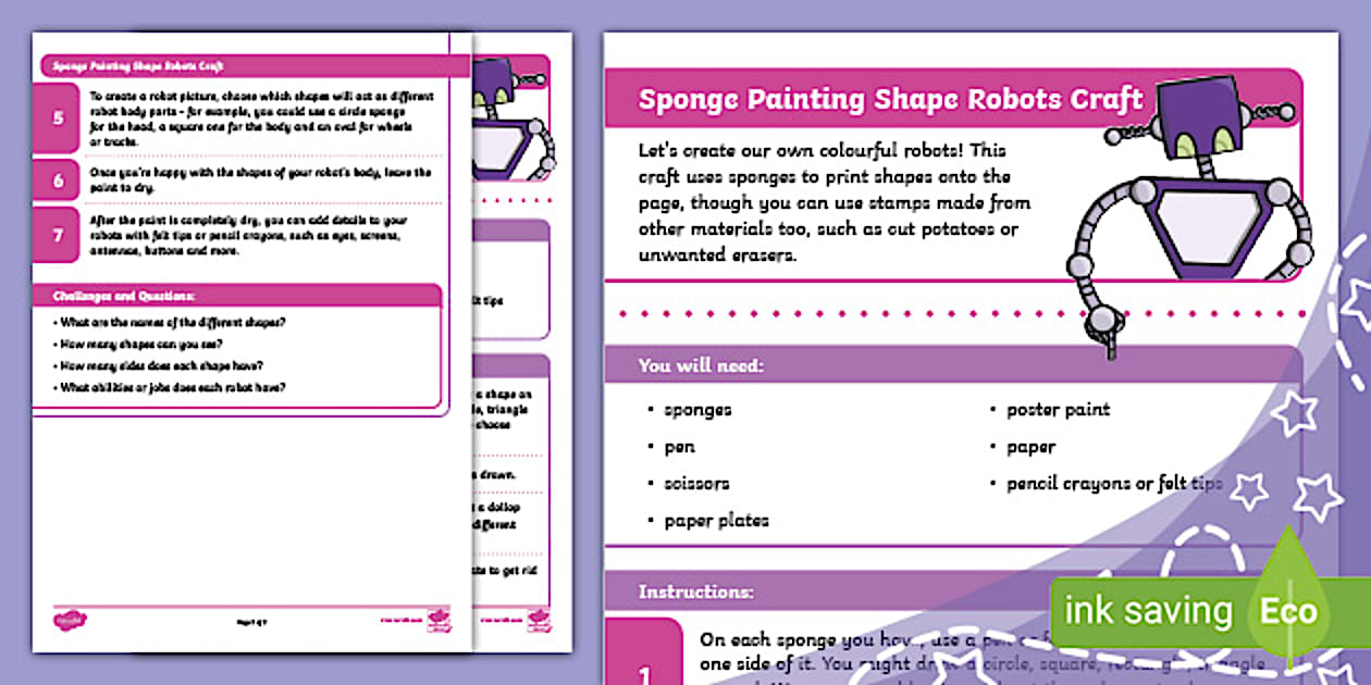 Sponge Painting Robots Craft (teacher made) - Twinkl