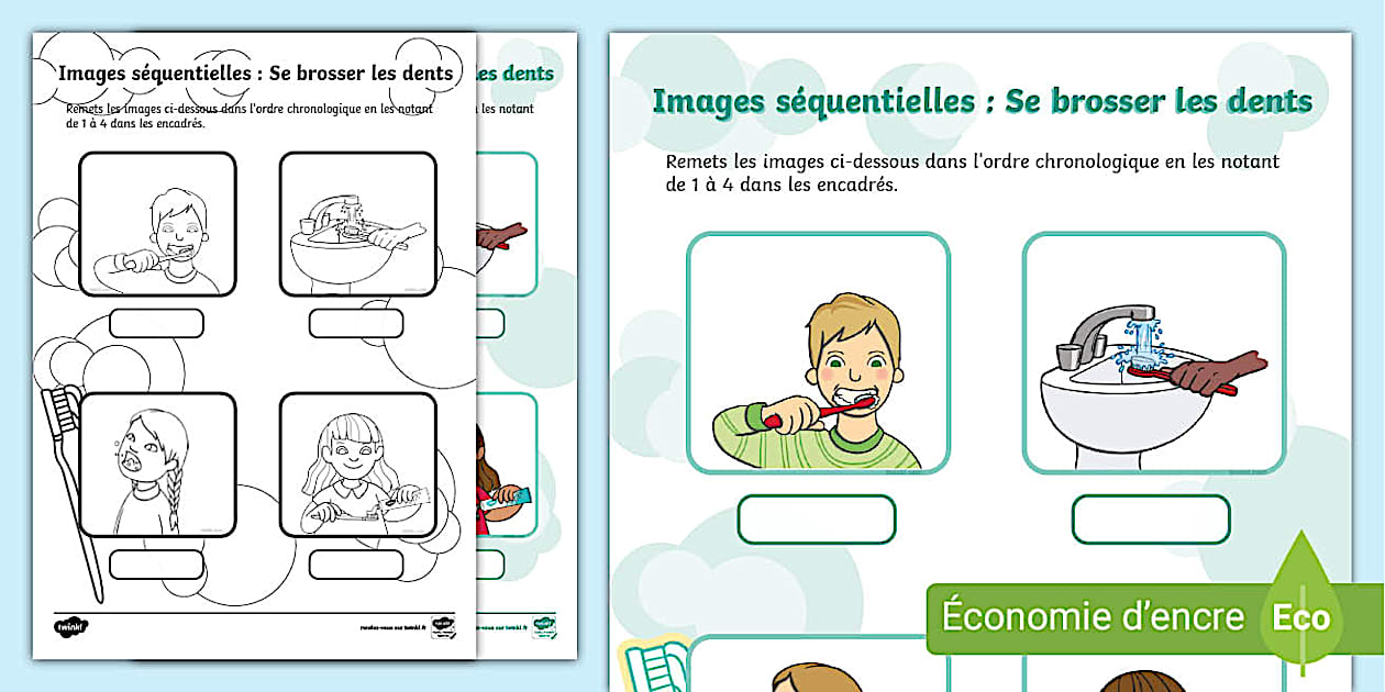 Images séquentielles de chronologie - se brosser les dents