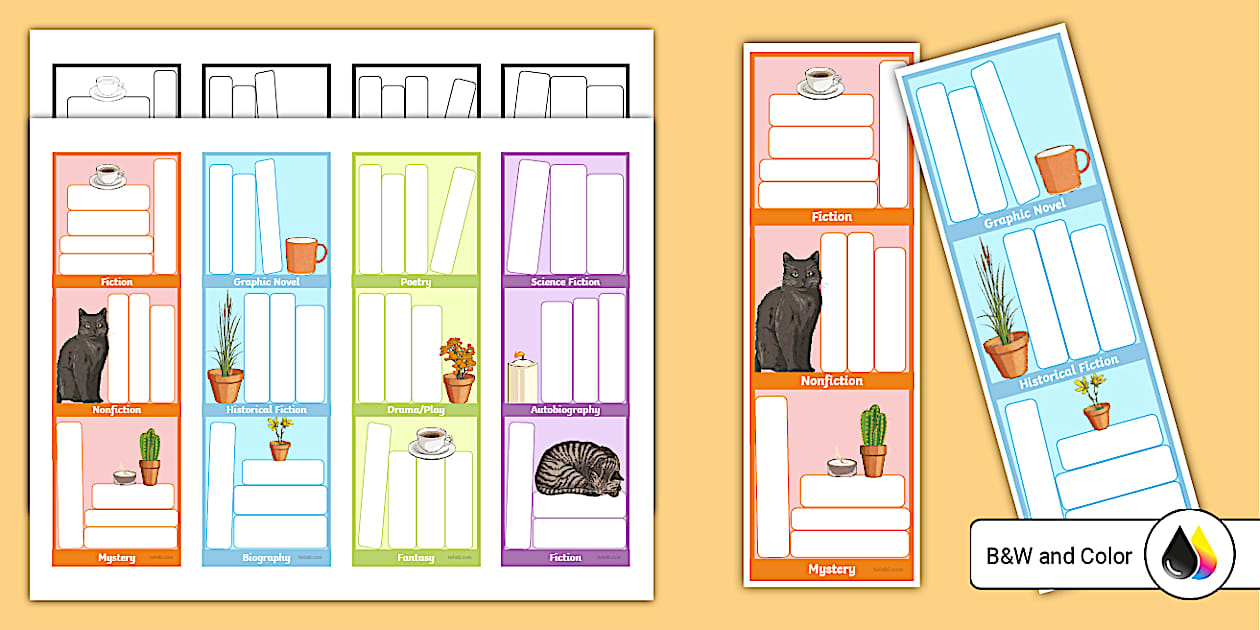 Bookcase Reading Log Bookmark With Genres (teacher made)
