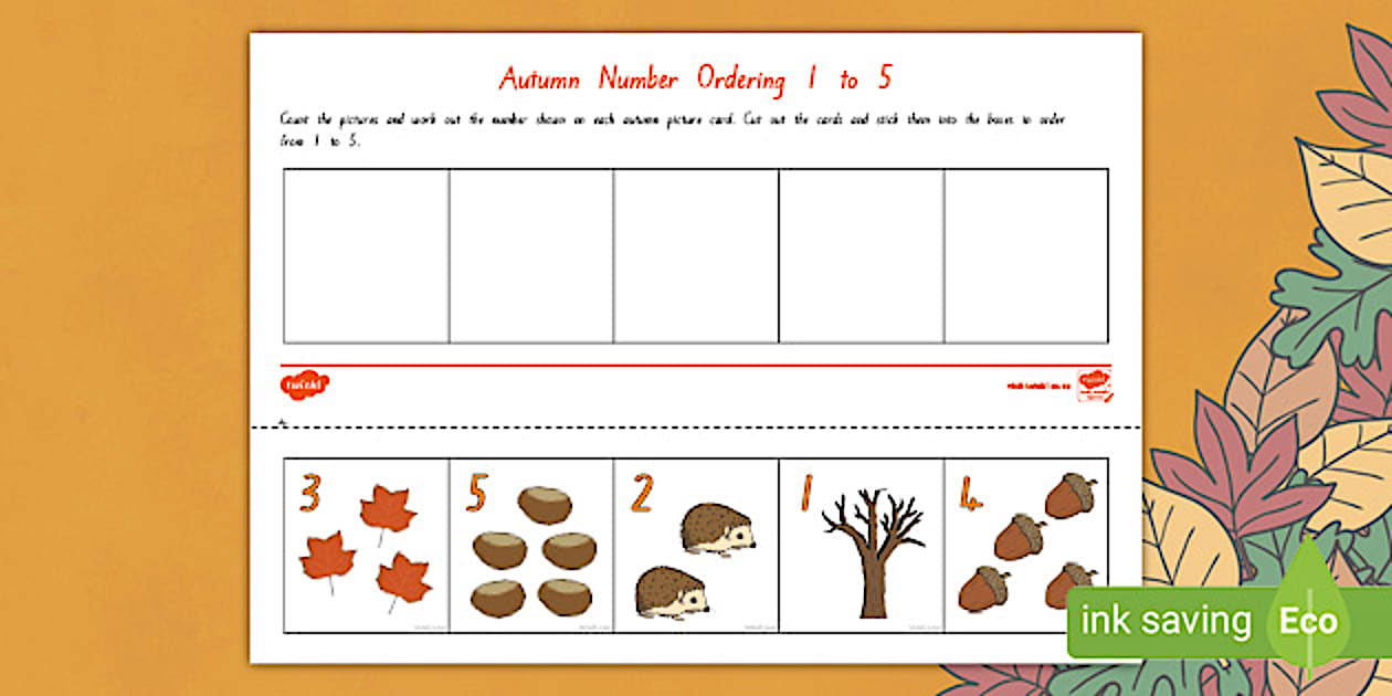 NZ Autumn-Themed Ordering Numbers to 5 (professor feito)
