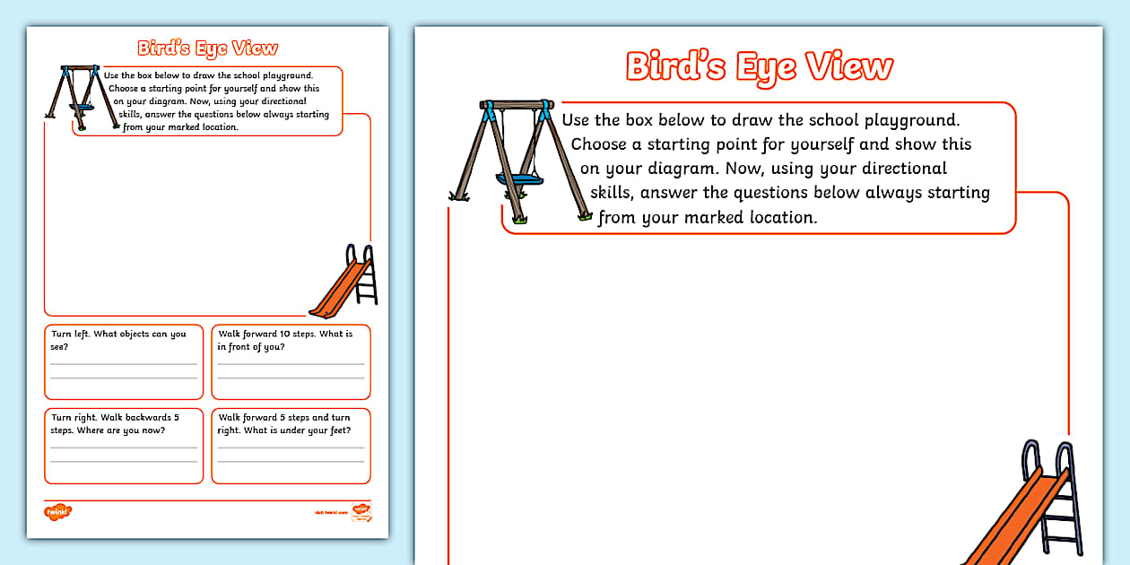 KS1 Bird's Eye View Worksheet (teacher made) - Twinkl