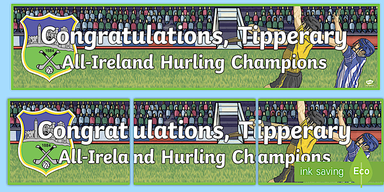 Congratulations Tipperary All Ireland Hurling Display Banner-Irish