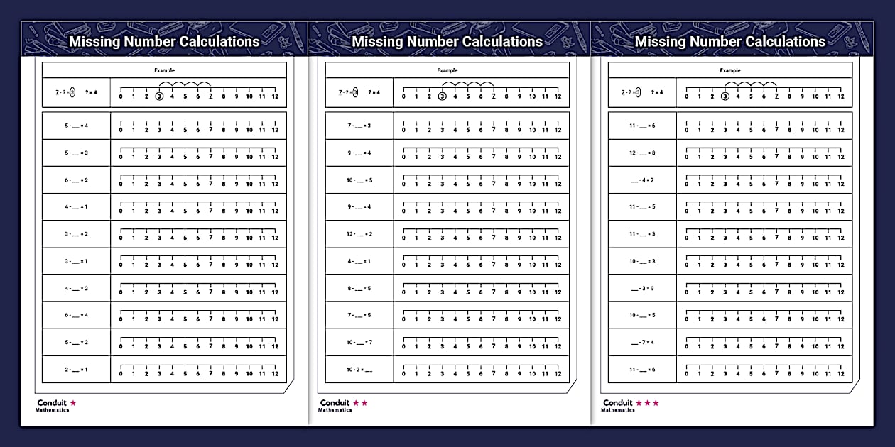 Reinforcing Number: Missing Number Calculations Activity
