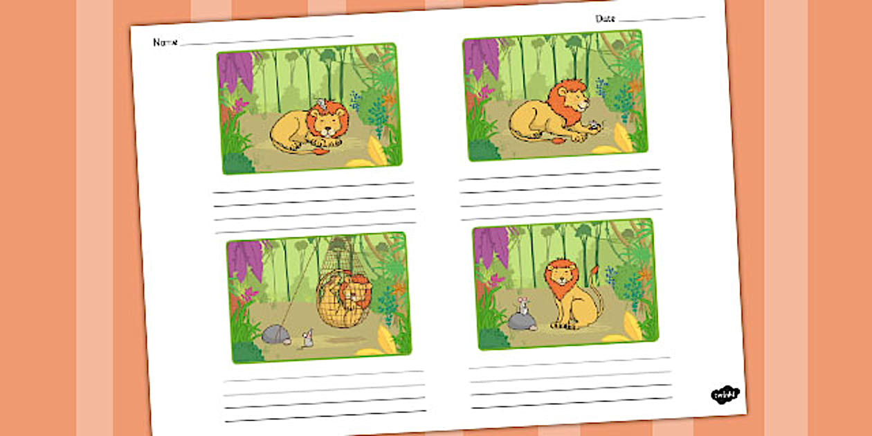 Editable The Lion and the Mouse Storyboard Template - Twinkl