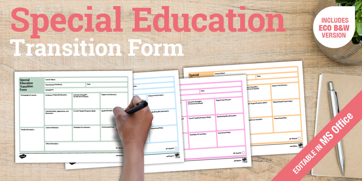 Special Education Transition Sheet