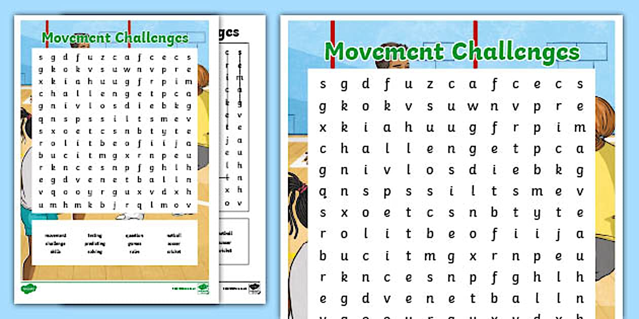 Movement Challenges Word Search (Teacher-Made) - Twinkl