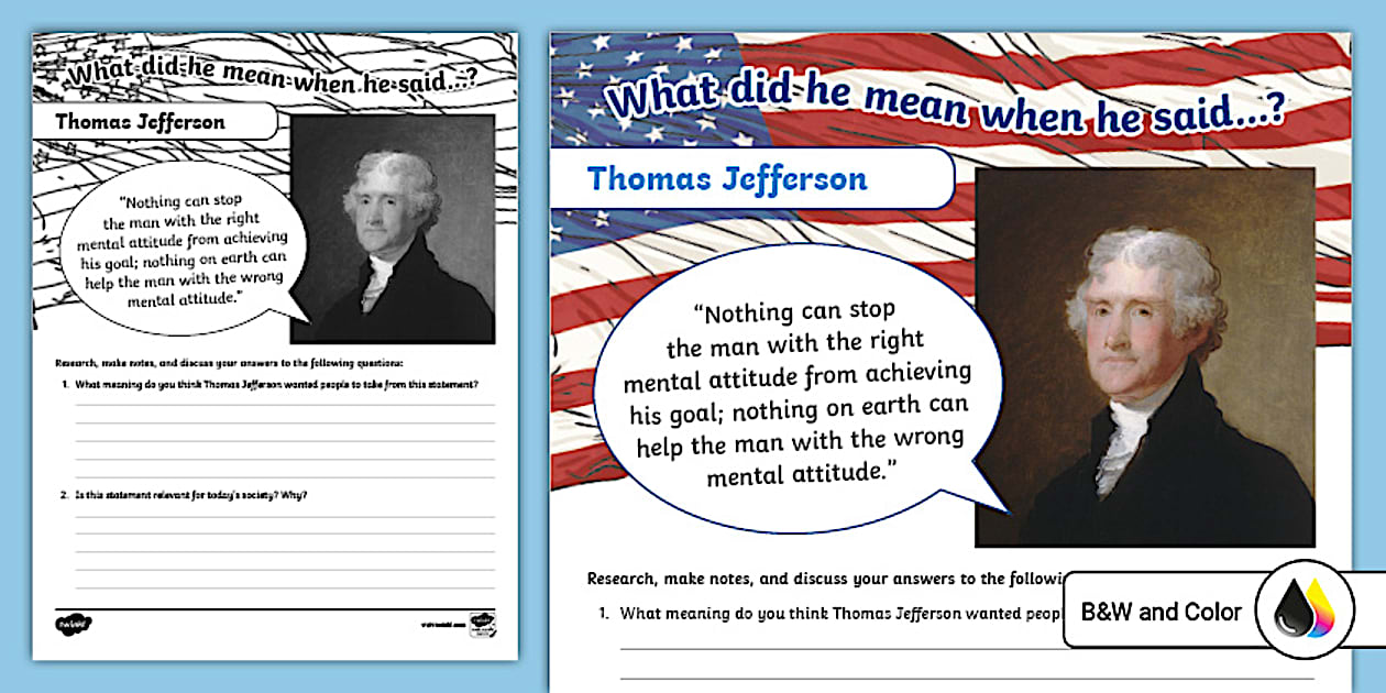 Thomas Jefferson Quote Research and Discussion Sheet | Twinkl