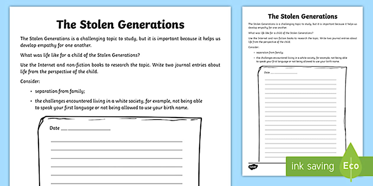 The Stolen Generations Journal Activity - Twinkl