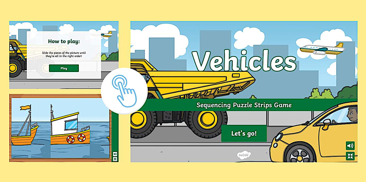 Vehicles Puzzle Strips Game ∣ GO! Interactive Games
