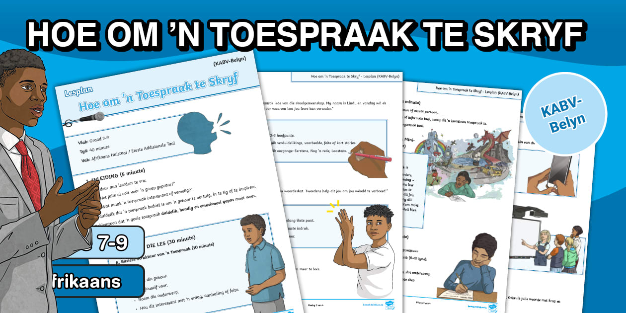 Senior Fase - Afrikaans - Toespraak - Lesplan (KABV-belyn)