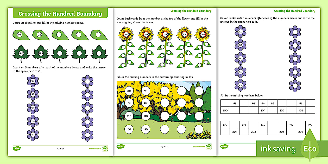 Crossing the Hundred Boundary Activity Sheet | Twinkl