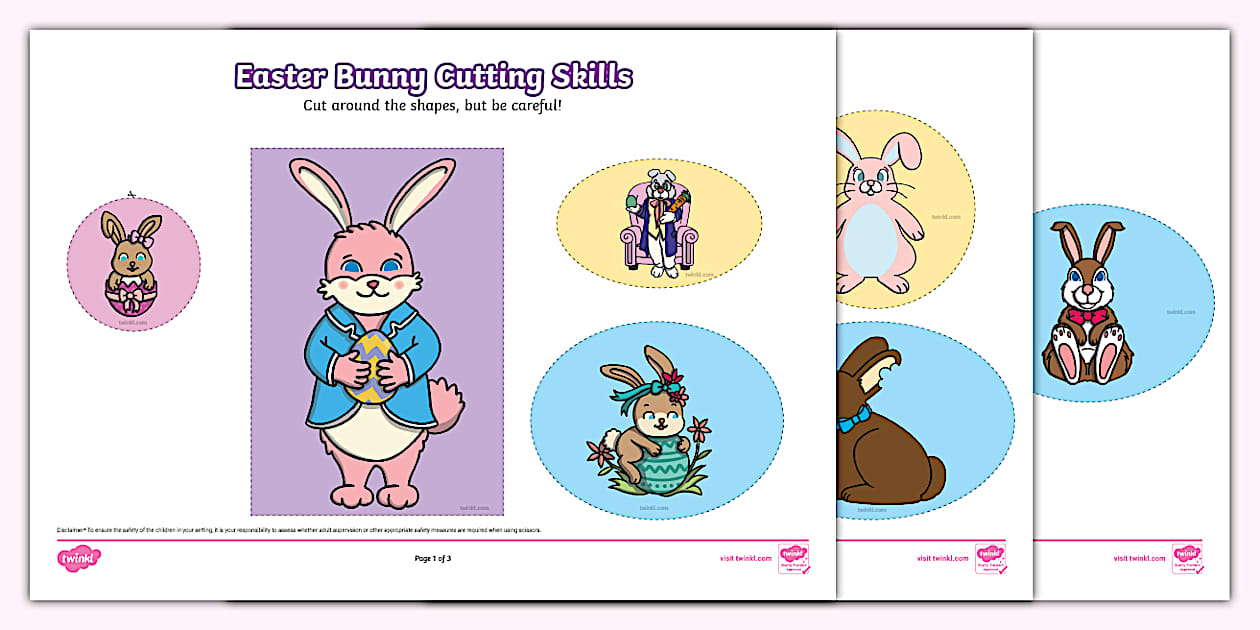 Easter Bunny Cutting Skills Worksheet (teacher made)
