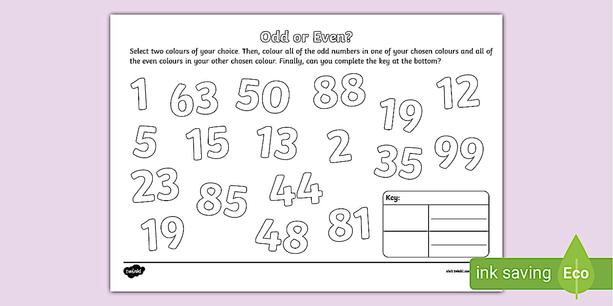 👉 Odd or Even? Colouring Activity Sheet, Odd and Even