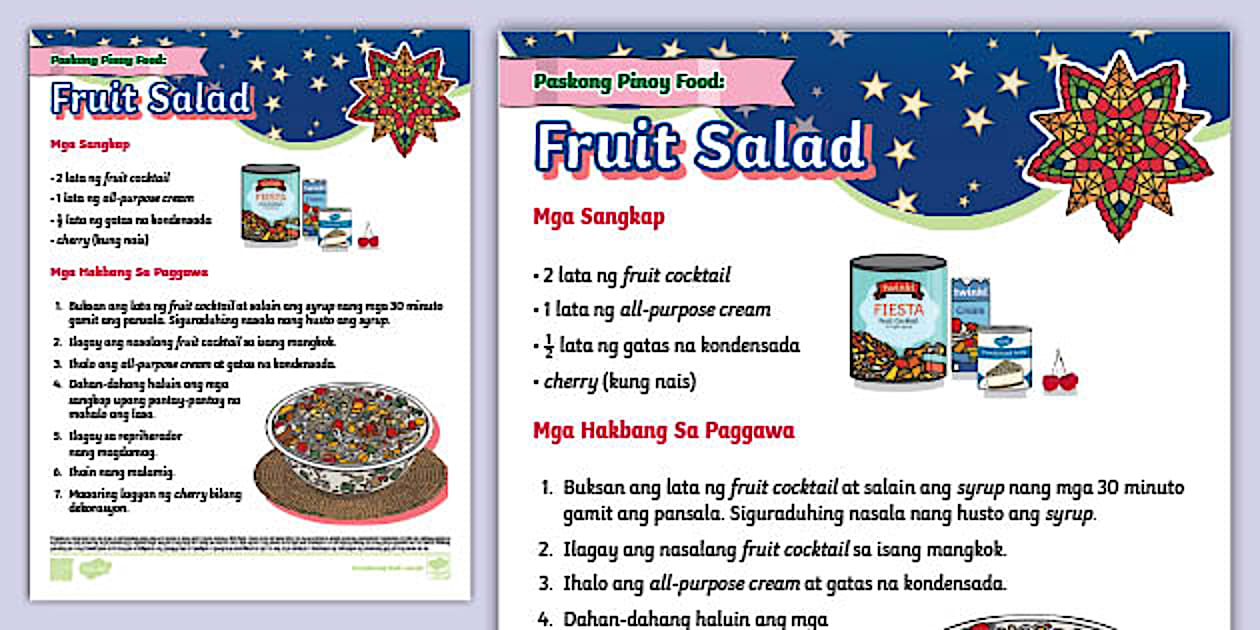 Paskong Pinoy Food: Fruit Salad | Twinkl (teacher made)