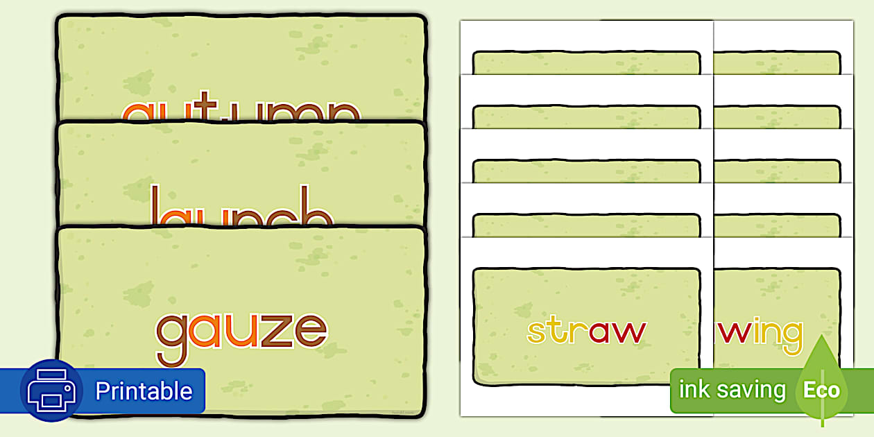Grade 3 Phonics: aw au: Word Wall Cards - Twinkl