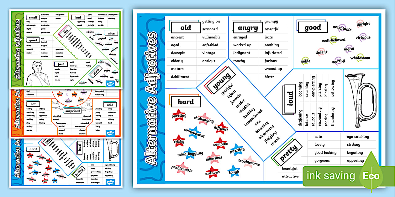 Alternative Adjectives Vocabulary Grid - ESL Adjectives Resources