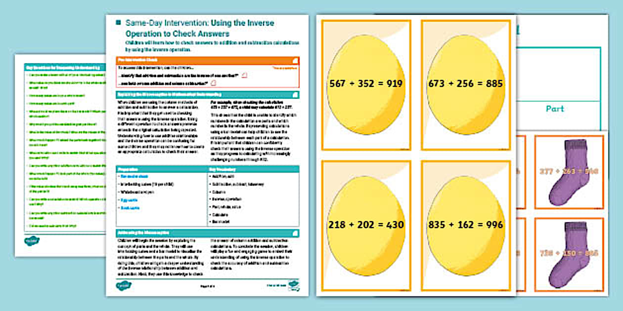 👉 Y3 Intervention:Using the Inverse Operation to Check Answers