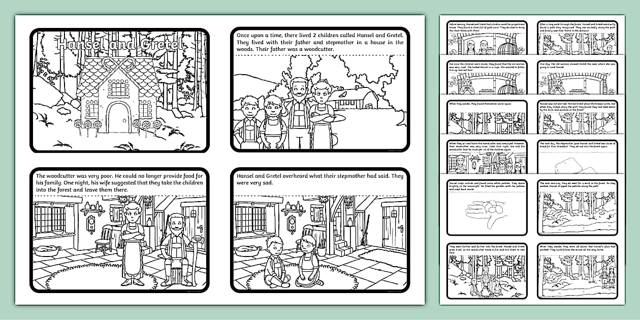 Hansel and Gretel Story Sequencing (4 per A4) (teacher made)