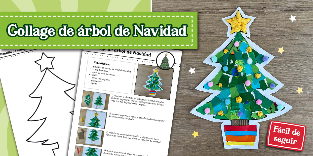 Manualidad: Collage de árbol de Navidad