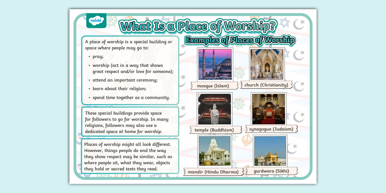KS1 What Is a Place of Worship? Information Poster - Twinkl