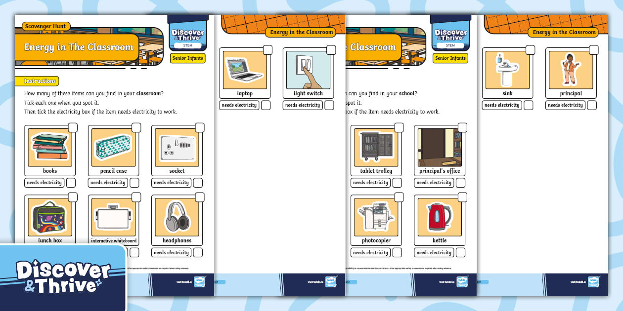 STEM (Energy+Forces) The Classroom Scavenger Hunt (Senior Infants)