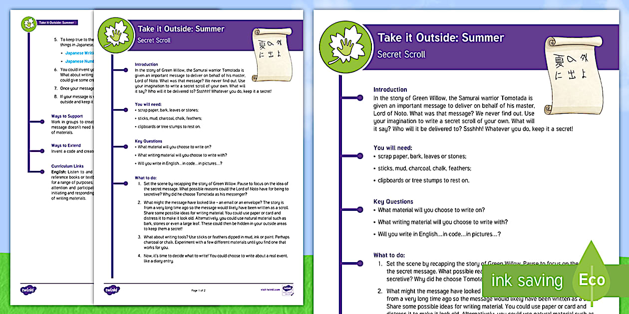 KS2 Take It Outside Summer Secret Scroll Activity - Twinkl