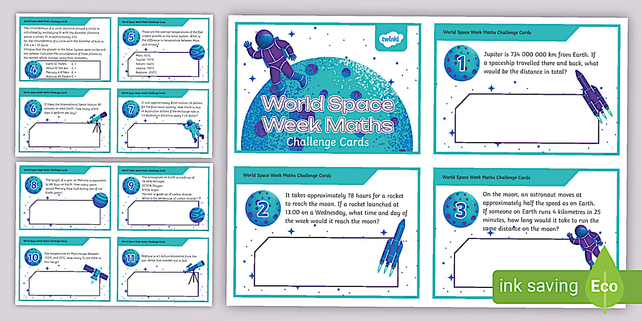 World Space Week Maths Challenge Cards (teacher made)