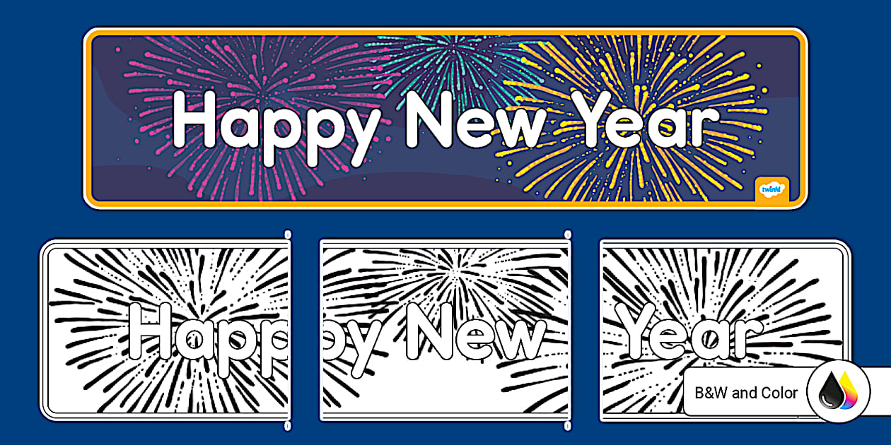 Happy New Year Printable Banner for Displays | Twinkl USA