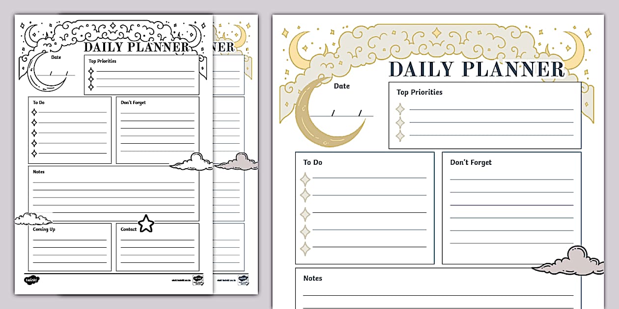 Celestial-Themed Daily Planner (teacher made) - Twinkl