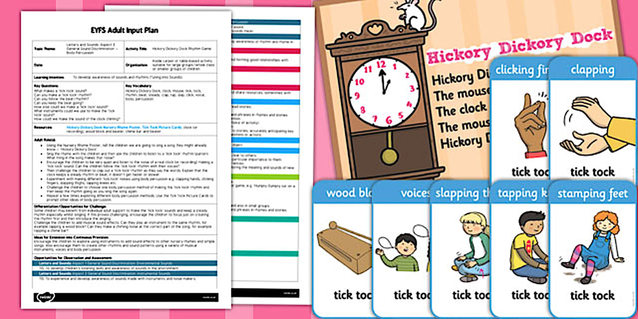 Hickory Dickory Dock Rhythm Game EYFS Adult Input Plan and Resource Pack