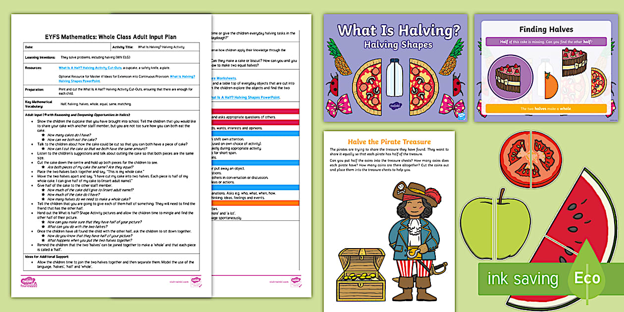 EYFS Maths: What Is a Half? Halving Activity Whole Class Adult Input ...
