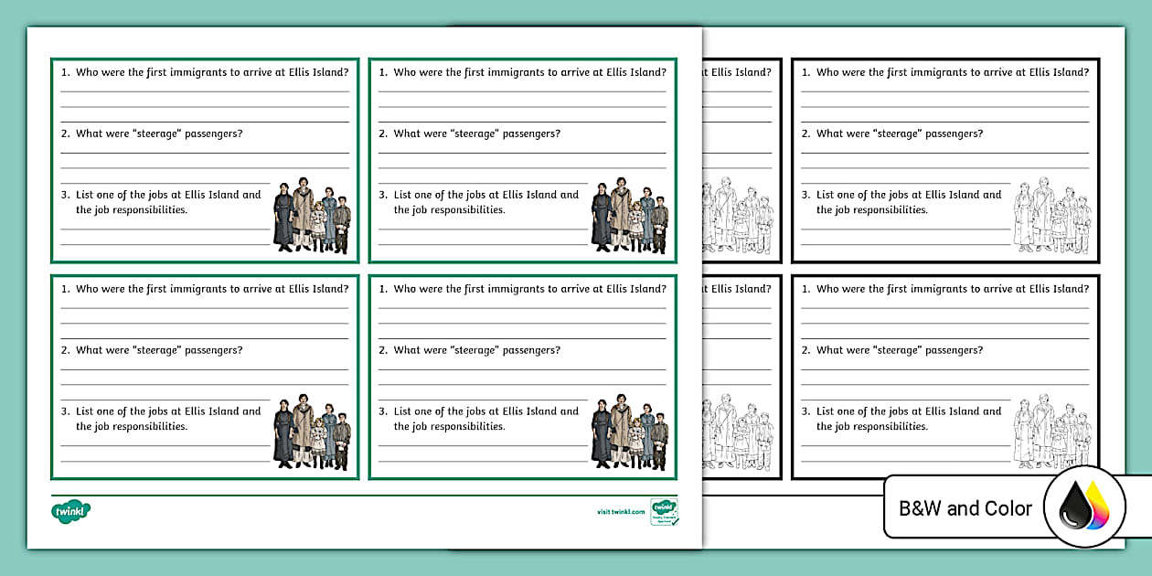 Ellis Island Exit Tickets for 6th-8th Grade (Teacher-Made)
