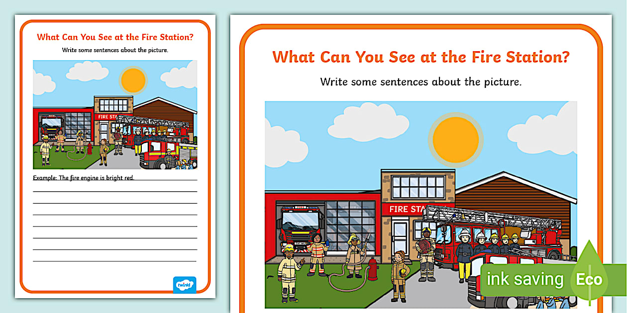 Editable Fire Station Scene Writing Stimulus Picture
