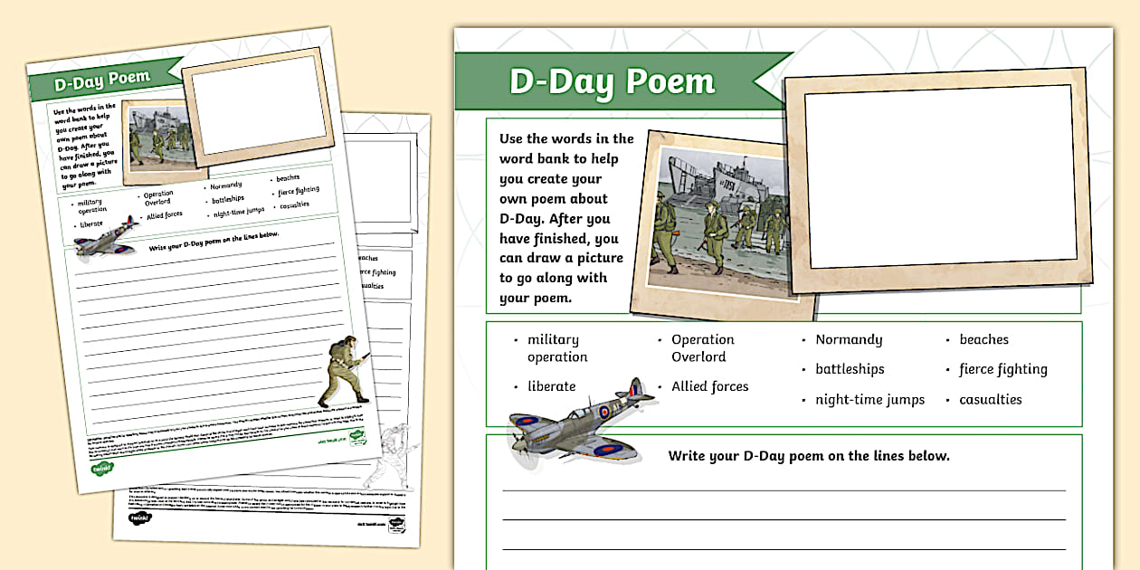 D-Day Poem Writing Template (profesor hizo) - Twinkl