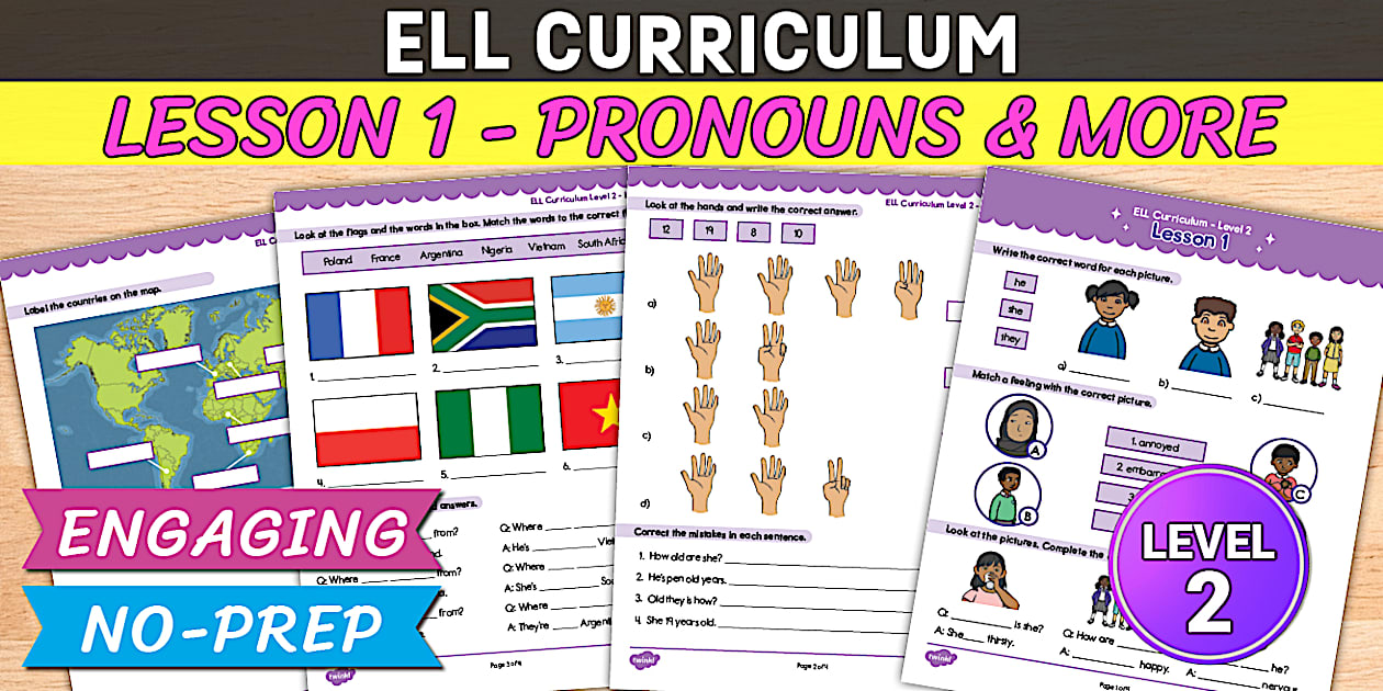 ELL Curriculum: Level 2, Lesson 1 Worksheet - Twinkl