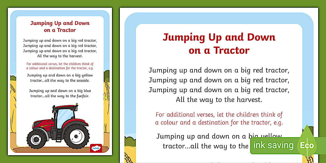 Tractor Poem For Preschoolers - Nursery Rhyme (teacher made)