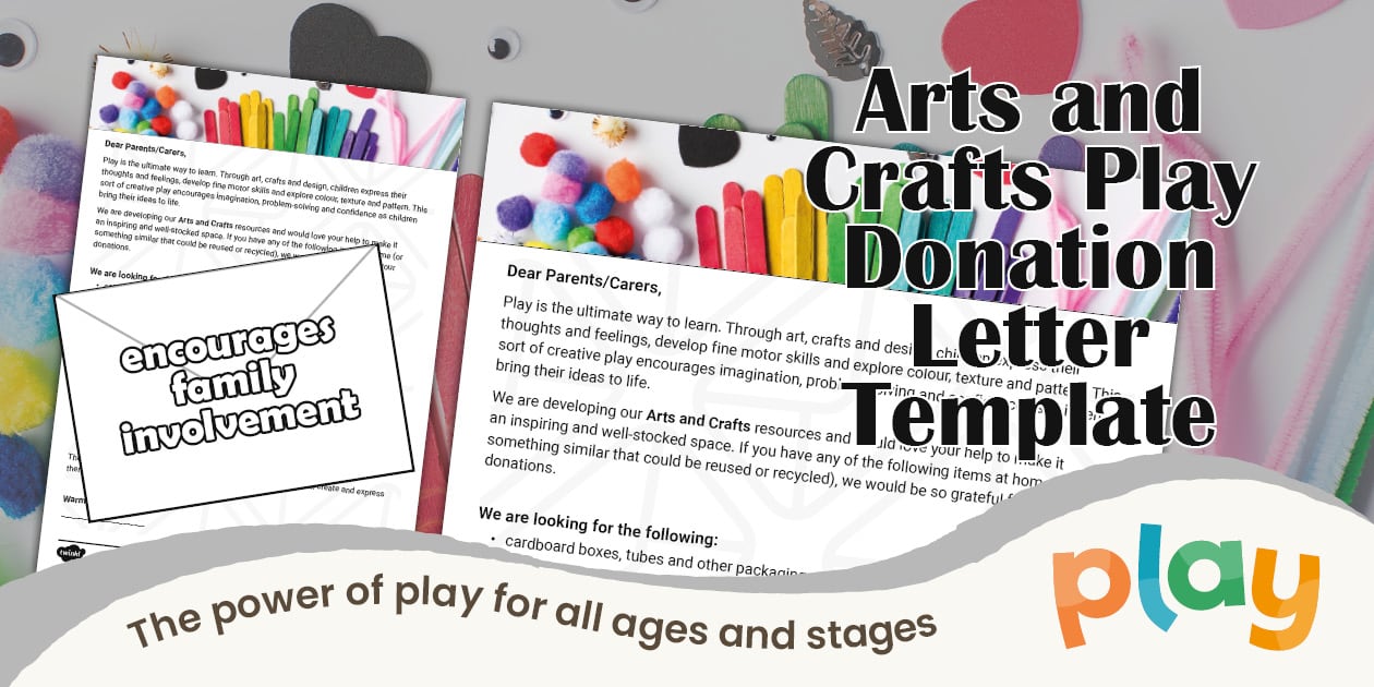 Arts and Crafts Play Parent/Carer Donation Letter Template